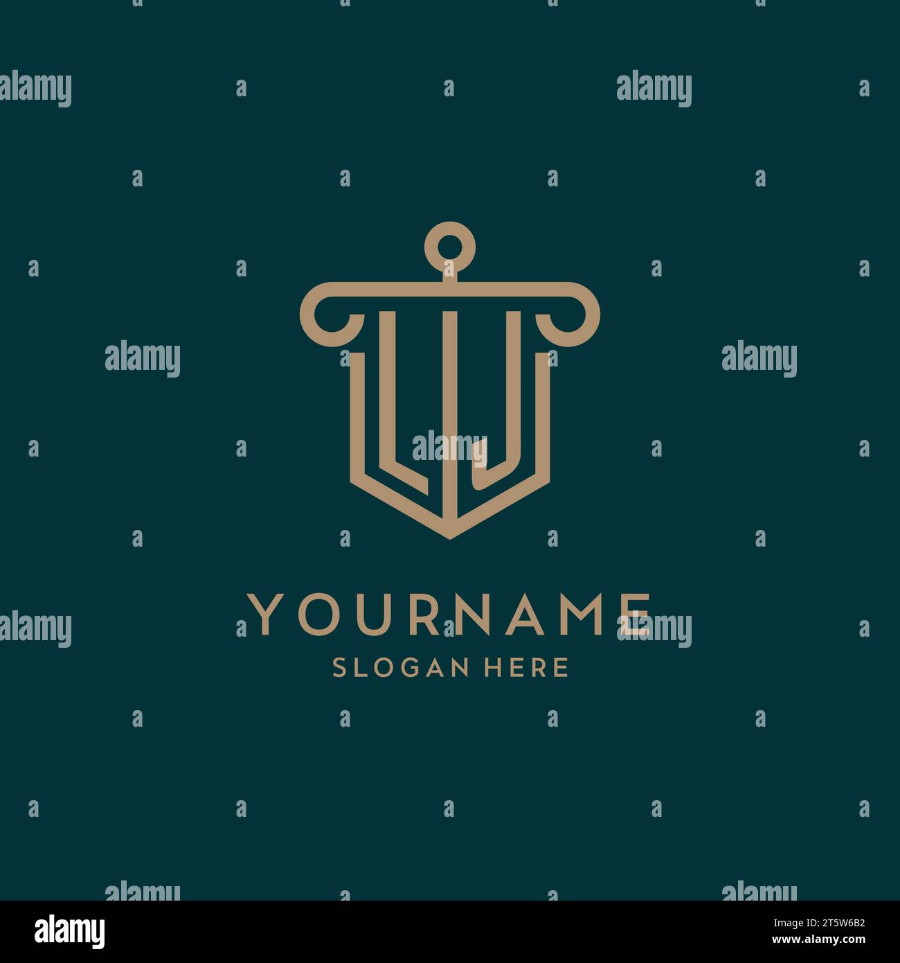 LJ monogram initial logo design with shield and pillar shape design Stock Vector Image & Art - Alamy