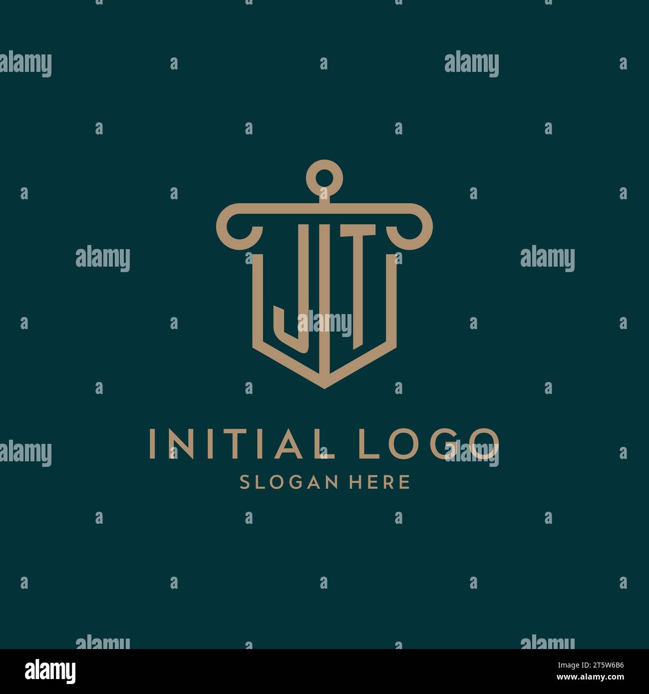JT monogram initial logo design with shield and pillar shape design Stock Vector Image & Art - Alamy