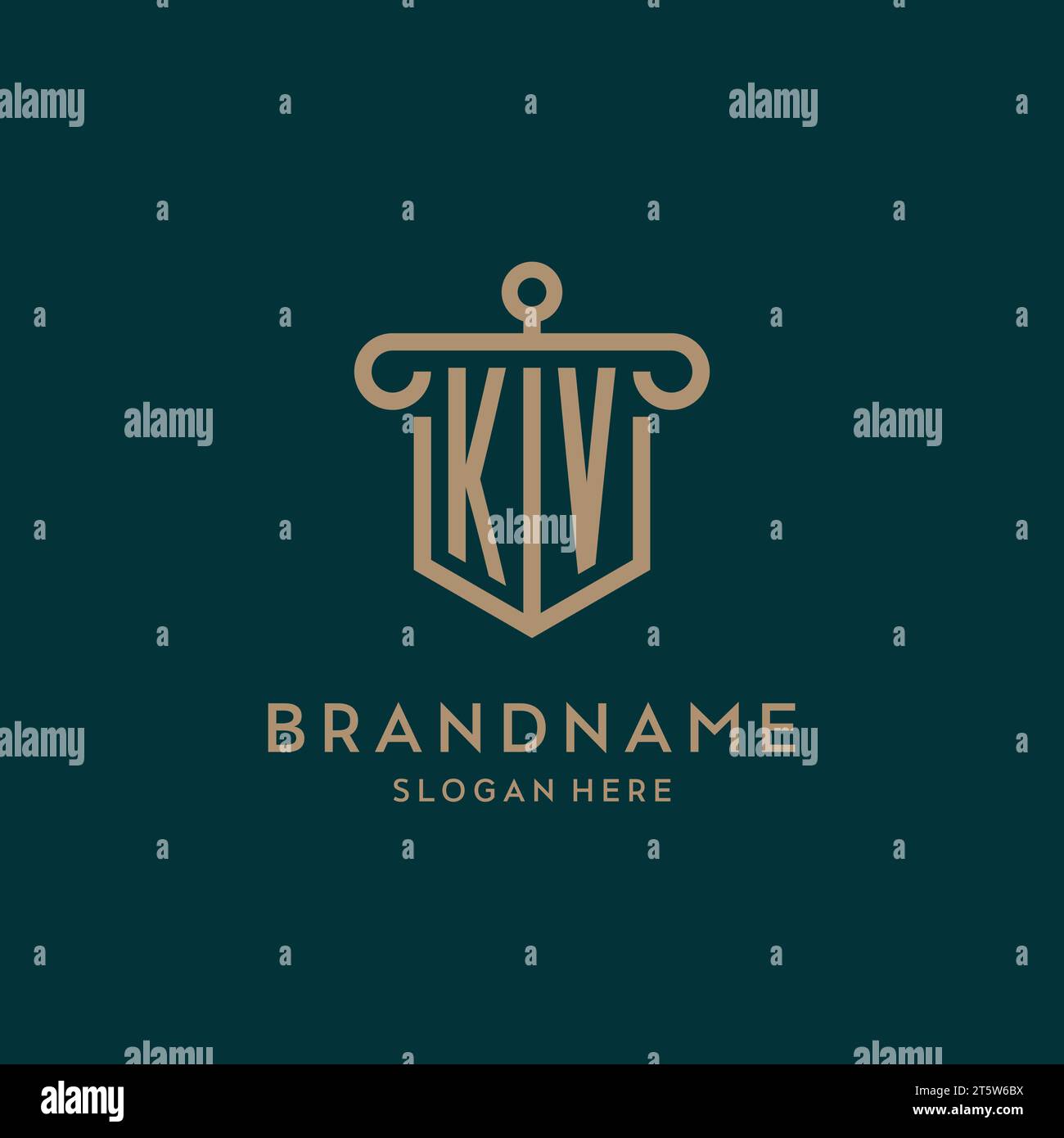 KV monogram initial logo design with shield and pillar shape design Stock Vector Image & Art - Alamy