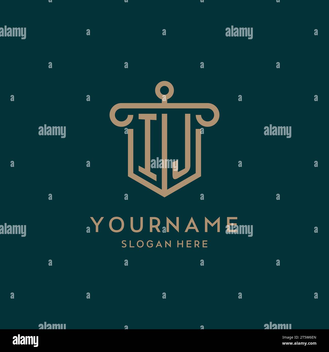 IJ monogram initial logo design with shield and pillar shape design ...