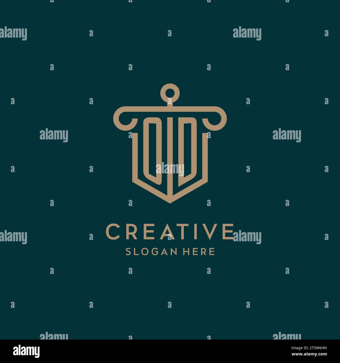 OD monogram initial logo design with shield and pillar shape design ...