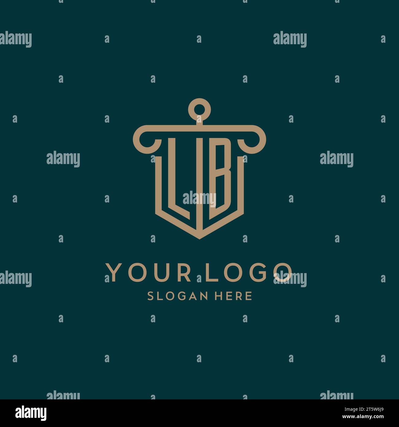 LB monogram initial logo design with shield and pillar shape design ...