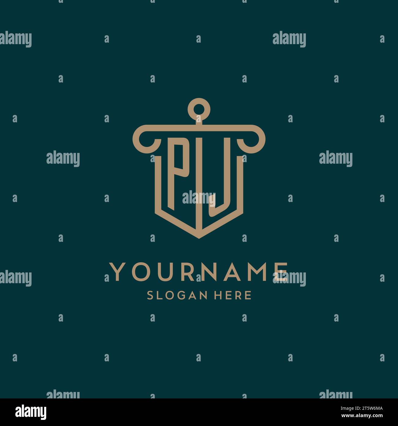 PJ monogram initial logo design with shield and pillar shape design Stock Vector Image & Art - Alamy