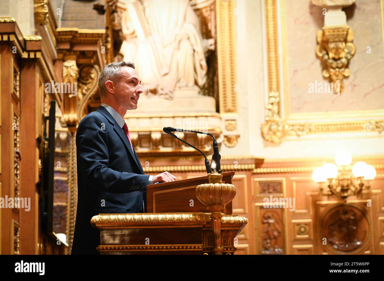 Paris, France. 06th Nov, 2023. Ian Brossat, member of the Paris Council ...