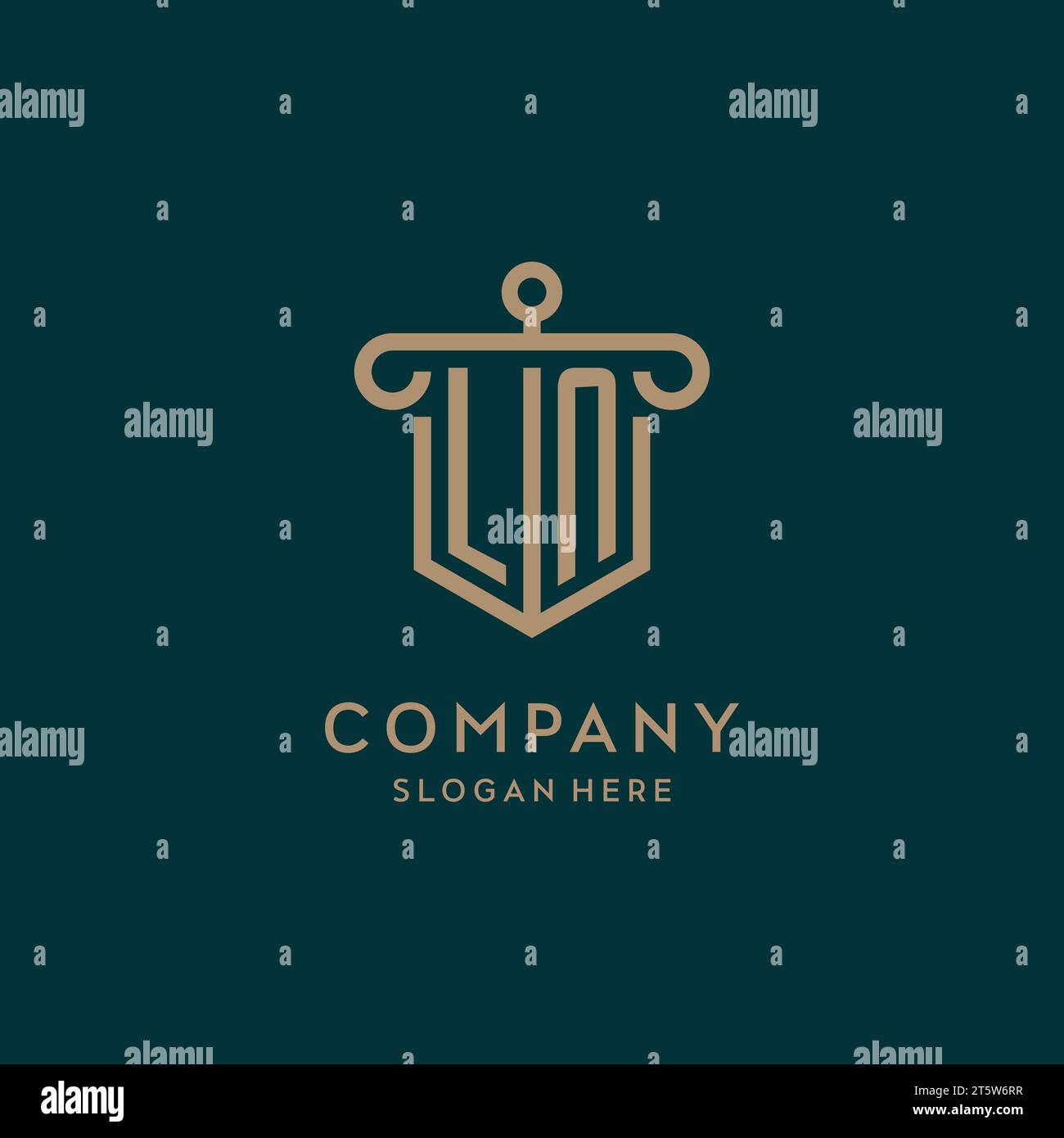 LN monogram initial logo design with shield and pillar shape design ...
