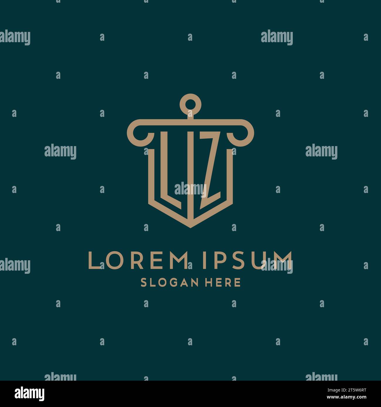 LZ monogram initial logo design with shield and pillar shape design ...