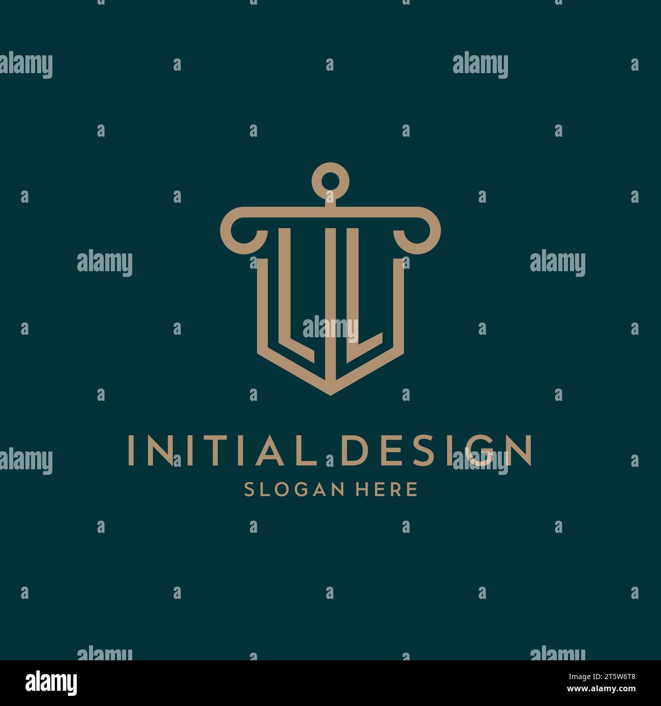 LL monogram initial logo design with shield and pillar shape design ...