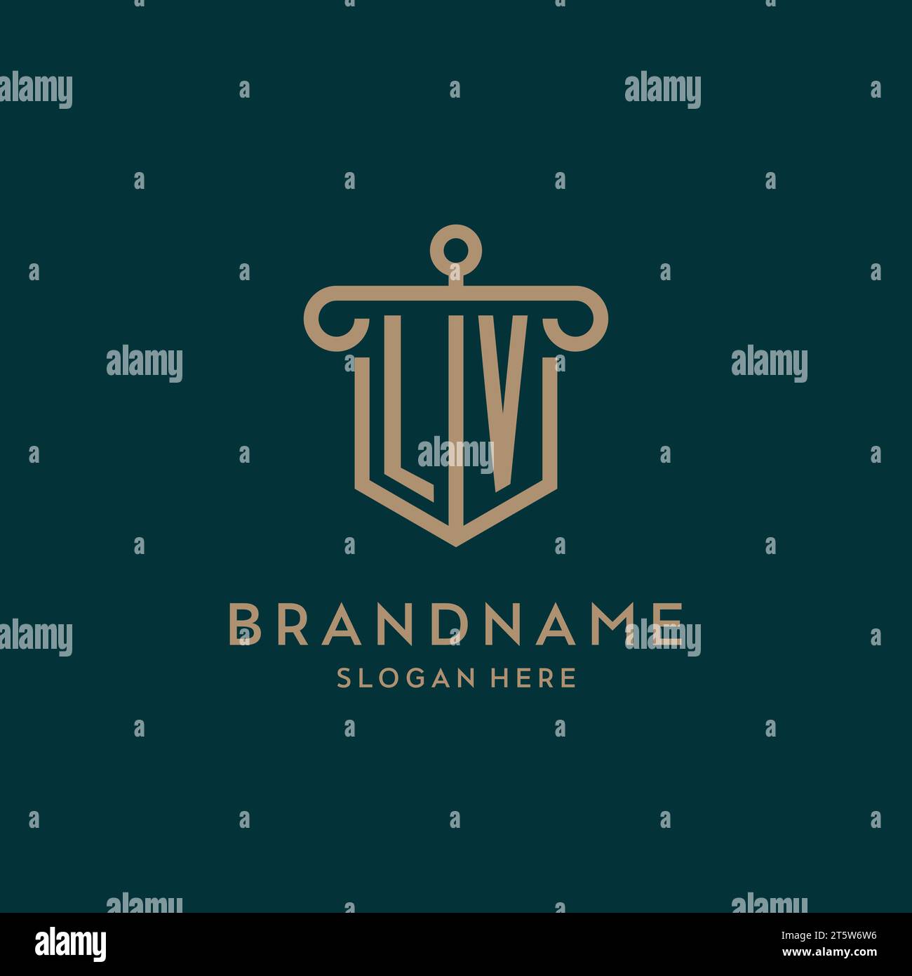 LV monogram initial logo design with shield and pillar shape design Stock Vector Image & Art - Alamy