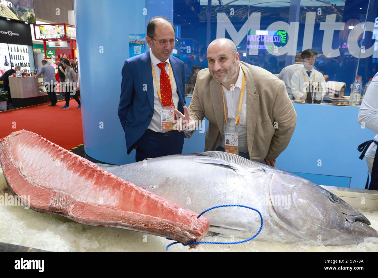 A Maltese exhibitor promotes his super-sized bluefin tuna at the 6th ...
