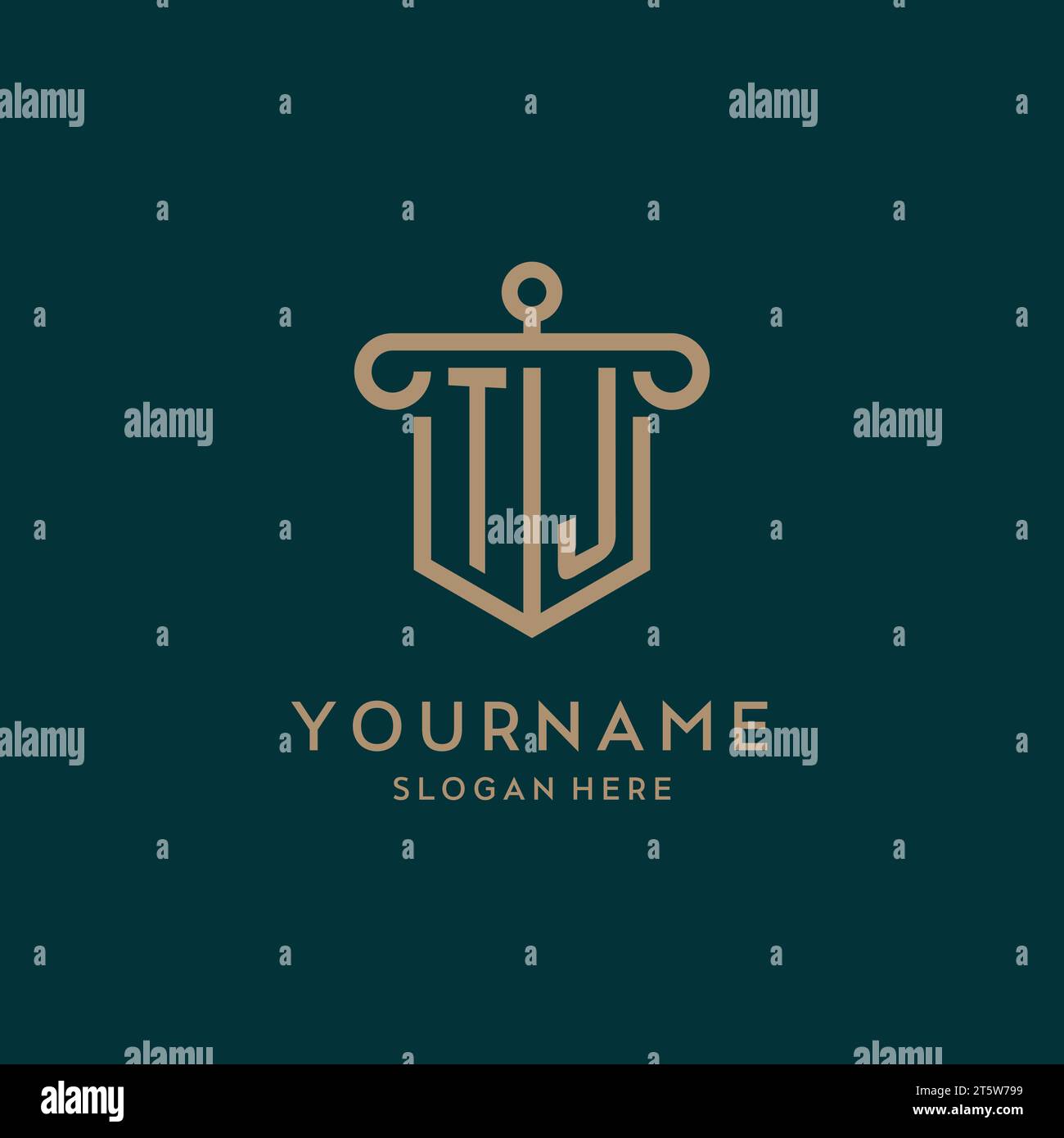 TJ monogram initial logo design with shield and pillar shape design Stock Vector Image & Art - Alamy
