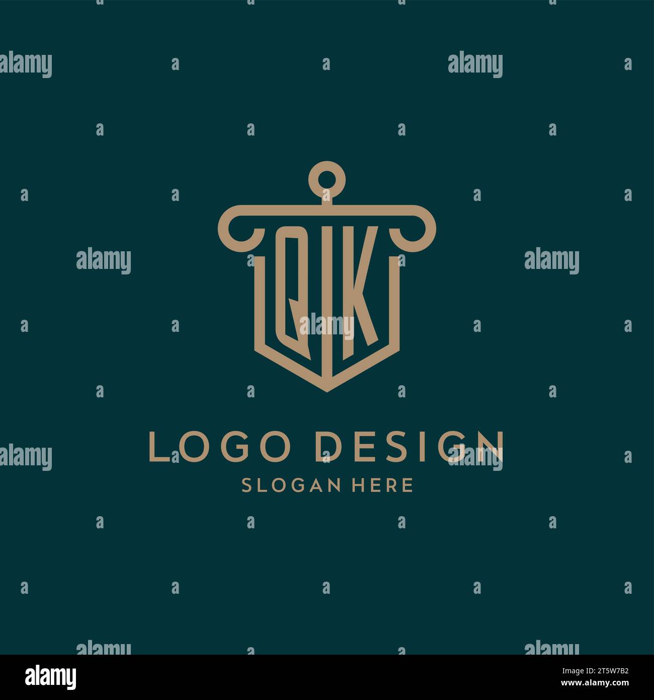 QK monogram initial logo design with shield and pillar shape design Stock Vector Image & Art - Alamy