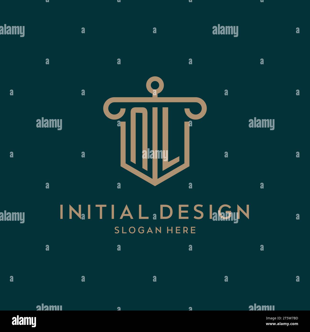 NL monogram initial logo design with shield and pillar shape design ...