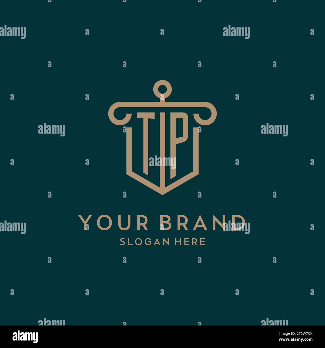 TP monogram initial logo design with shield and pillar shape design ...