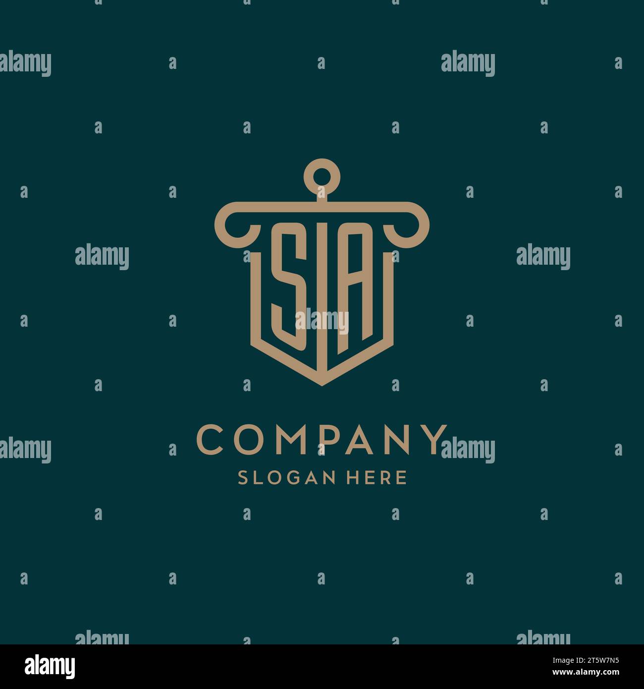 SA monogram initial logo design with shield and pillar shape design ...