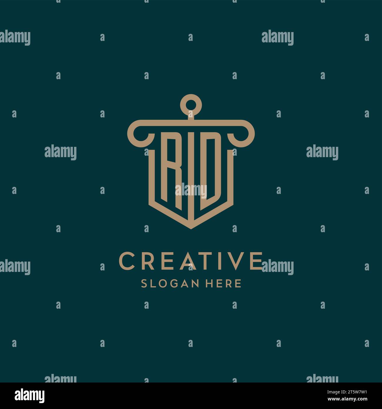 RD monogram initial logo design with shield and pillar shape design ...