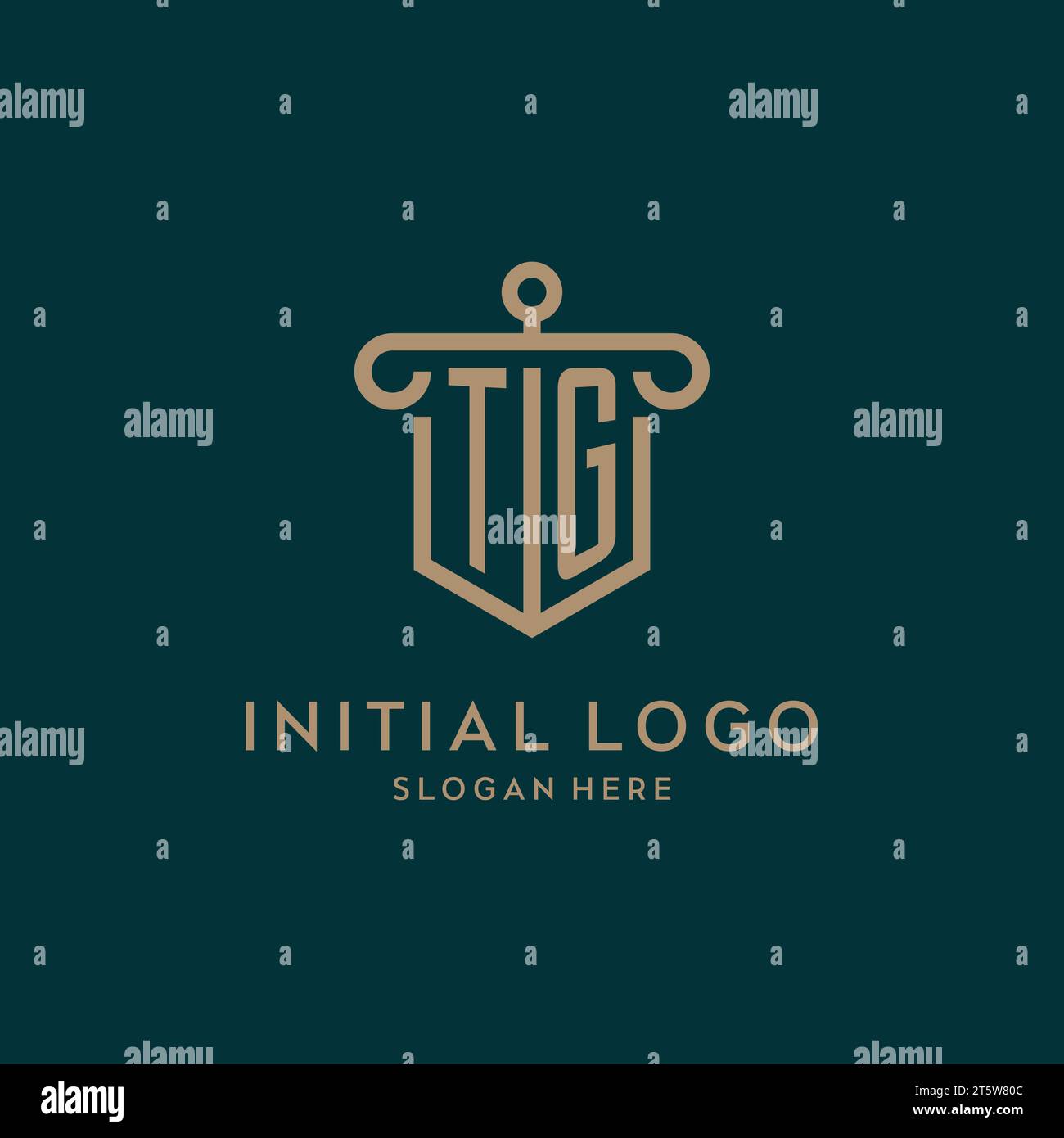 TG monogram initial logo design with shield and pillar shape design ...