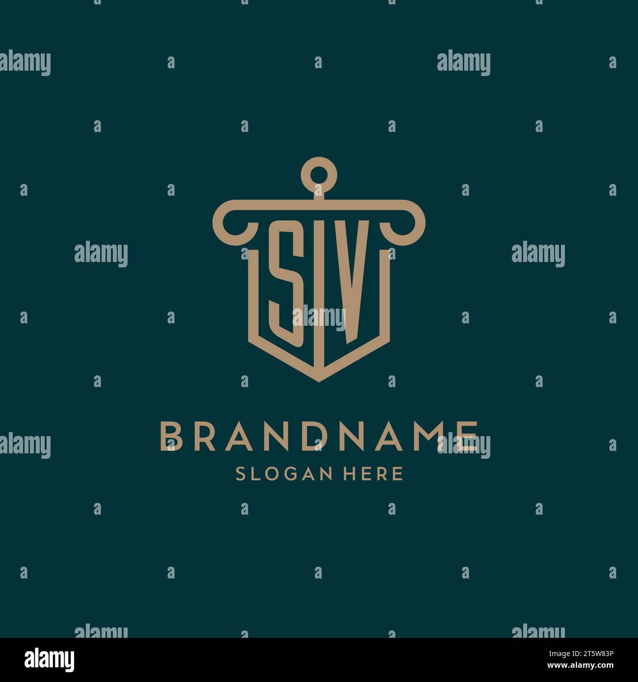 SV monogram initial logo design with shield and pillar shape design Stock Vector Image & Art - Alamy