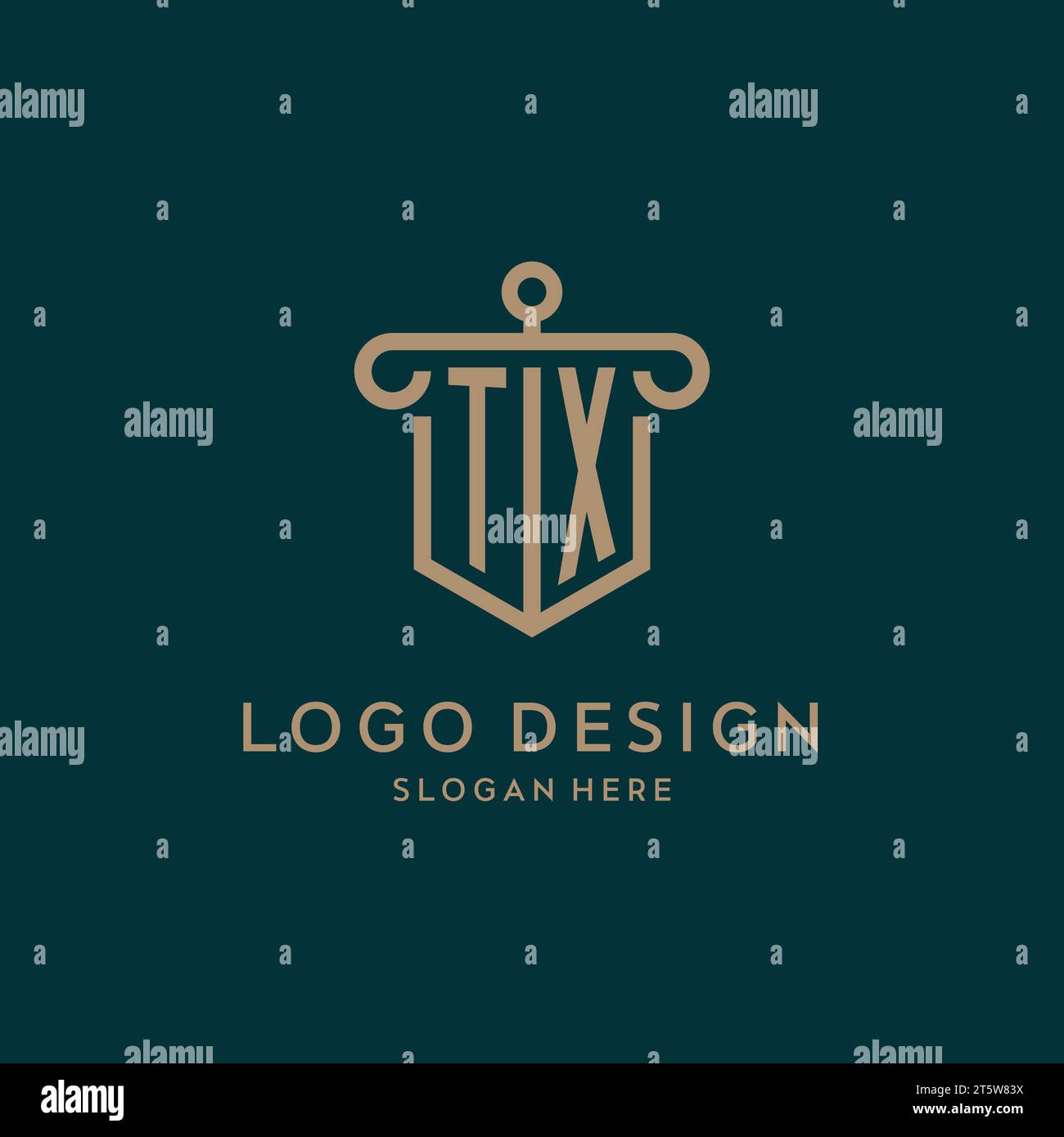TX monogram initial logo design with shield and pillar shape design ...