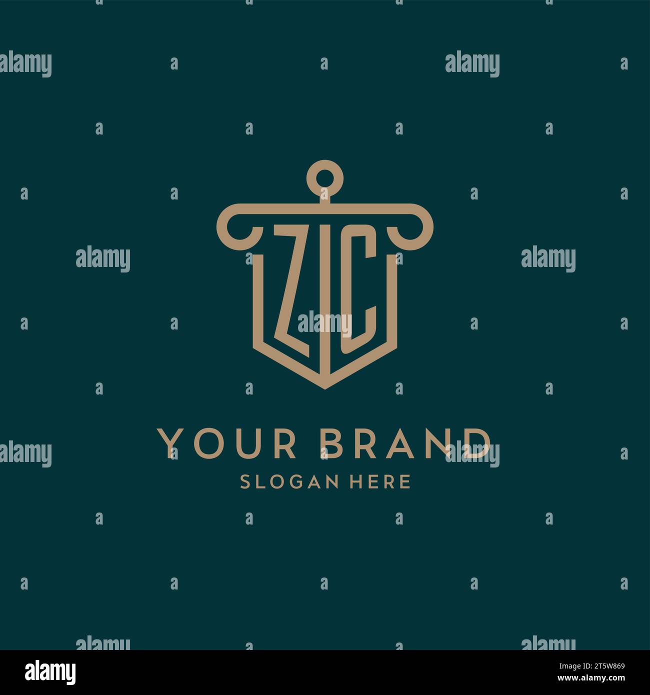 ZC monogram initial logo design with shield and pillar shape design Stock Vector Image & Art - Alamy