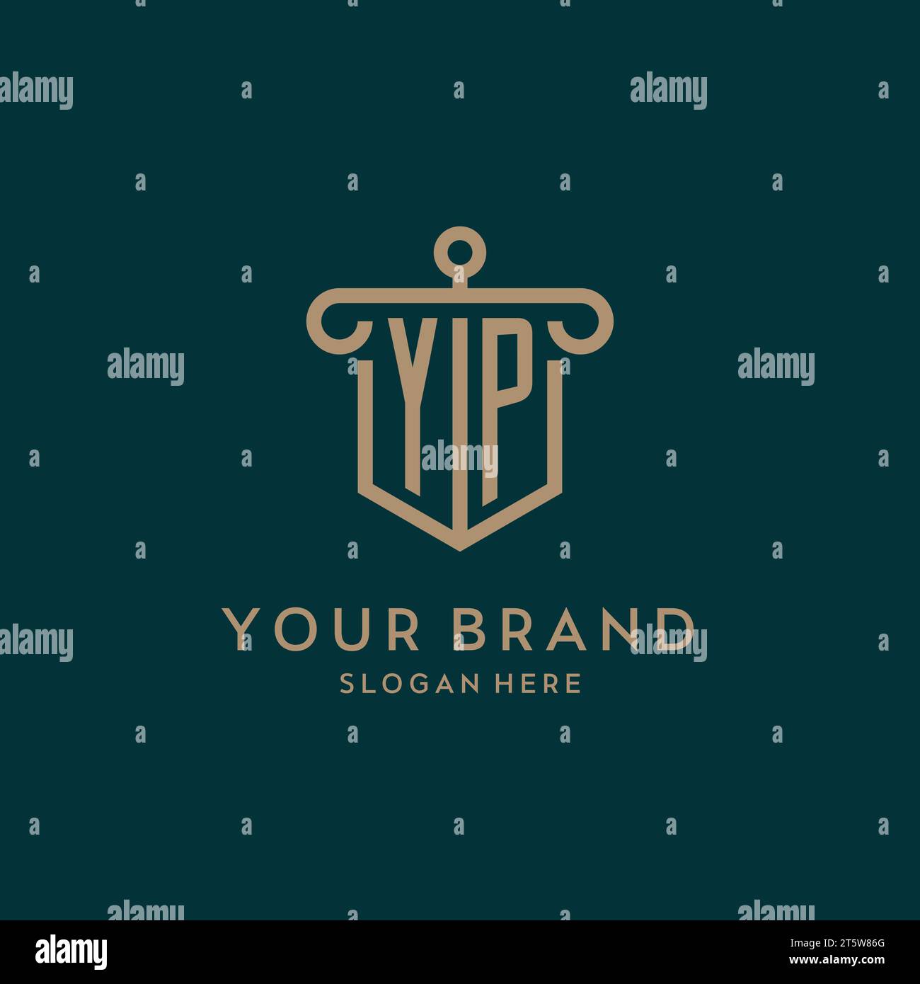YP monogram initial logo design with shield and pillar shape design ...