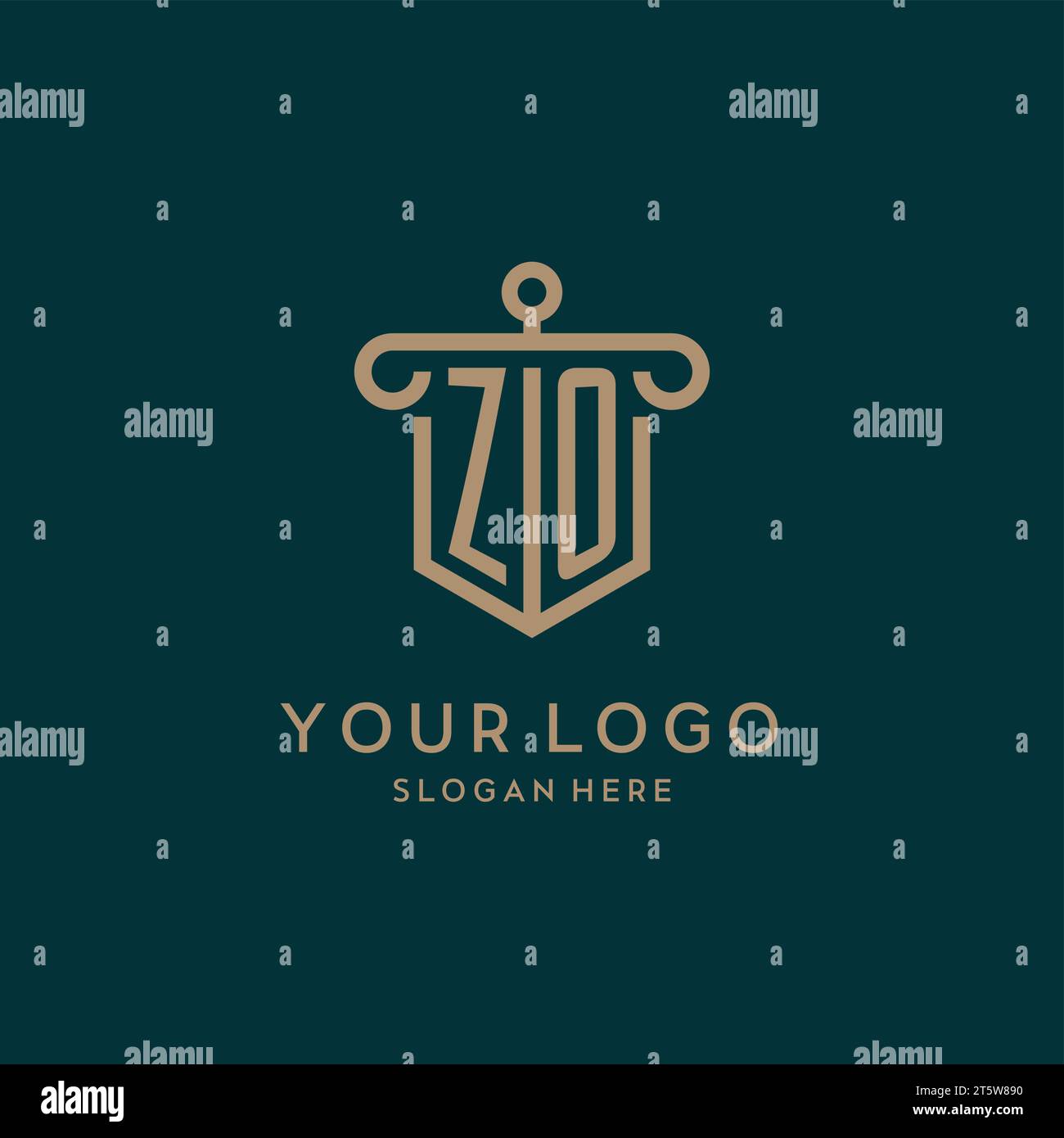 ZO monogram initial logo design with shield and pillar shape design ...