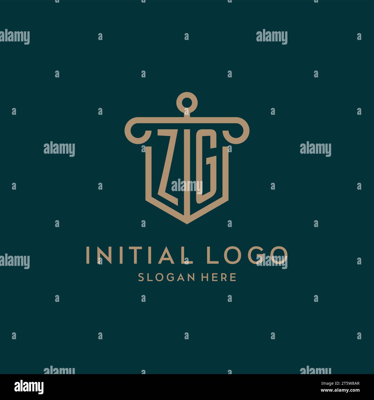ZG monogram initial logo design with shield and pillar shape design Stock Vector Image & Art - Alamy