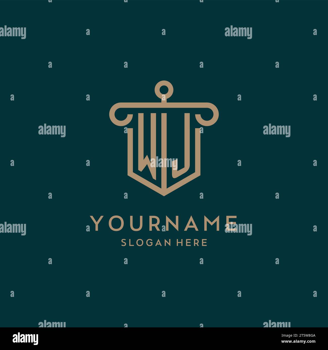 WJ monogram initial logo design with shield and pillar shape design Stock Vector Image & Art - Alamy