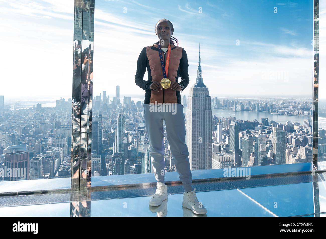 Champion in women's competition from Kenya Helen Obiri seen visiting ...