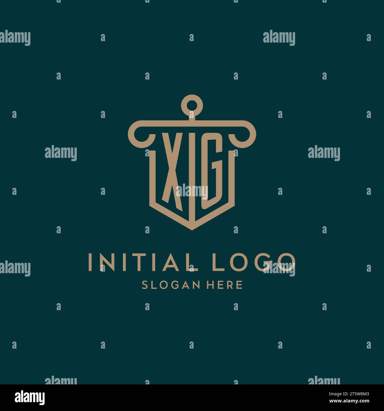 XG monogram initial logo design with shield and pillar shape design ...