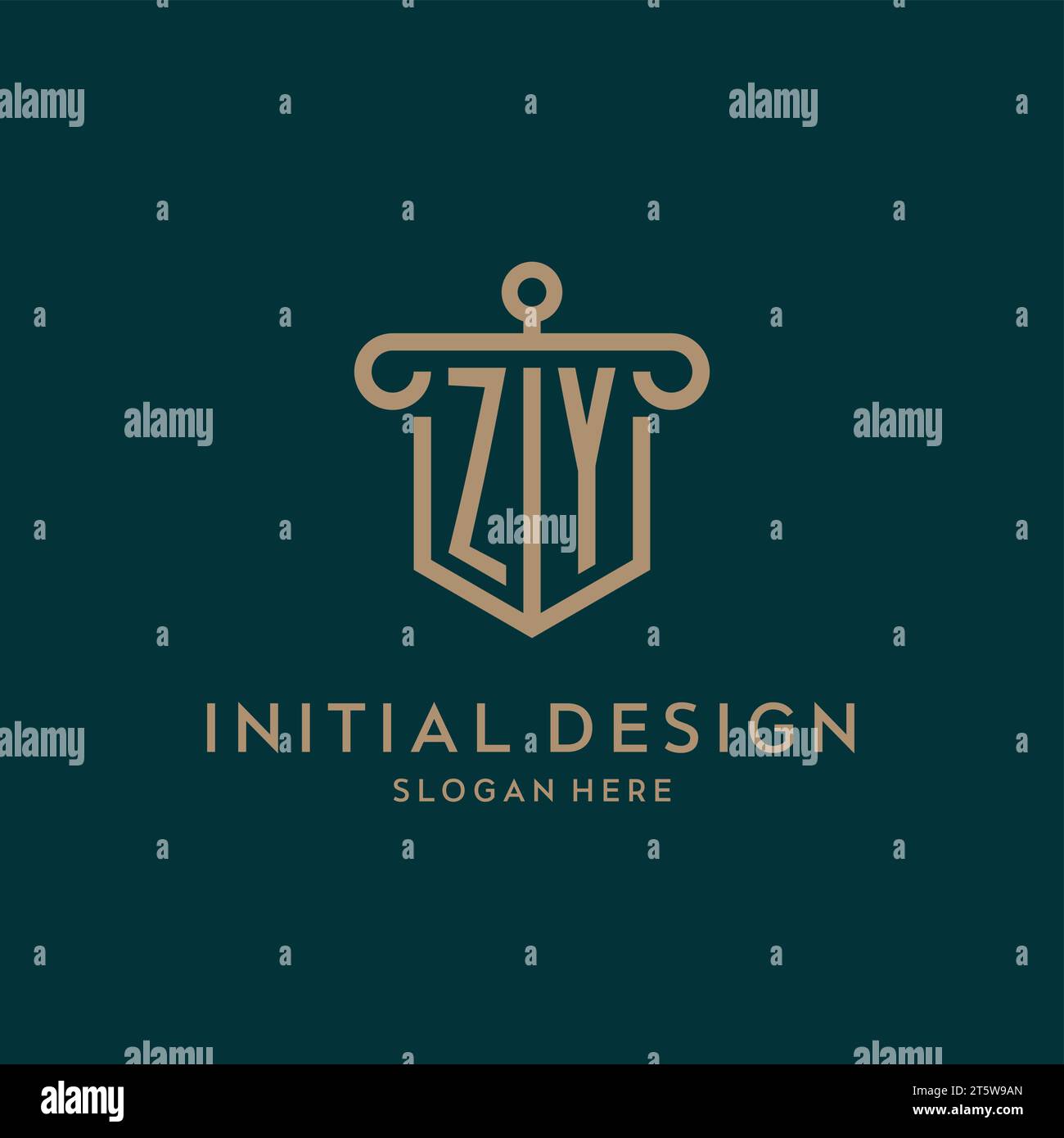 ZY monogram initial logo design with shield and pillar shape design Stock Vector Image & Art - Alamy
