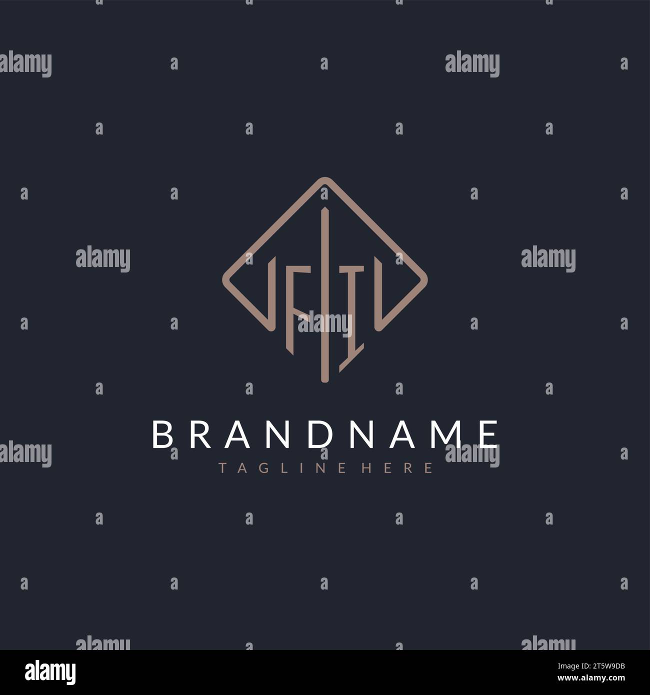 FI initial logo with curved rectangle style design ideas Stock Vector ...