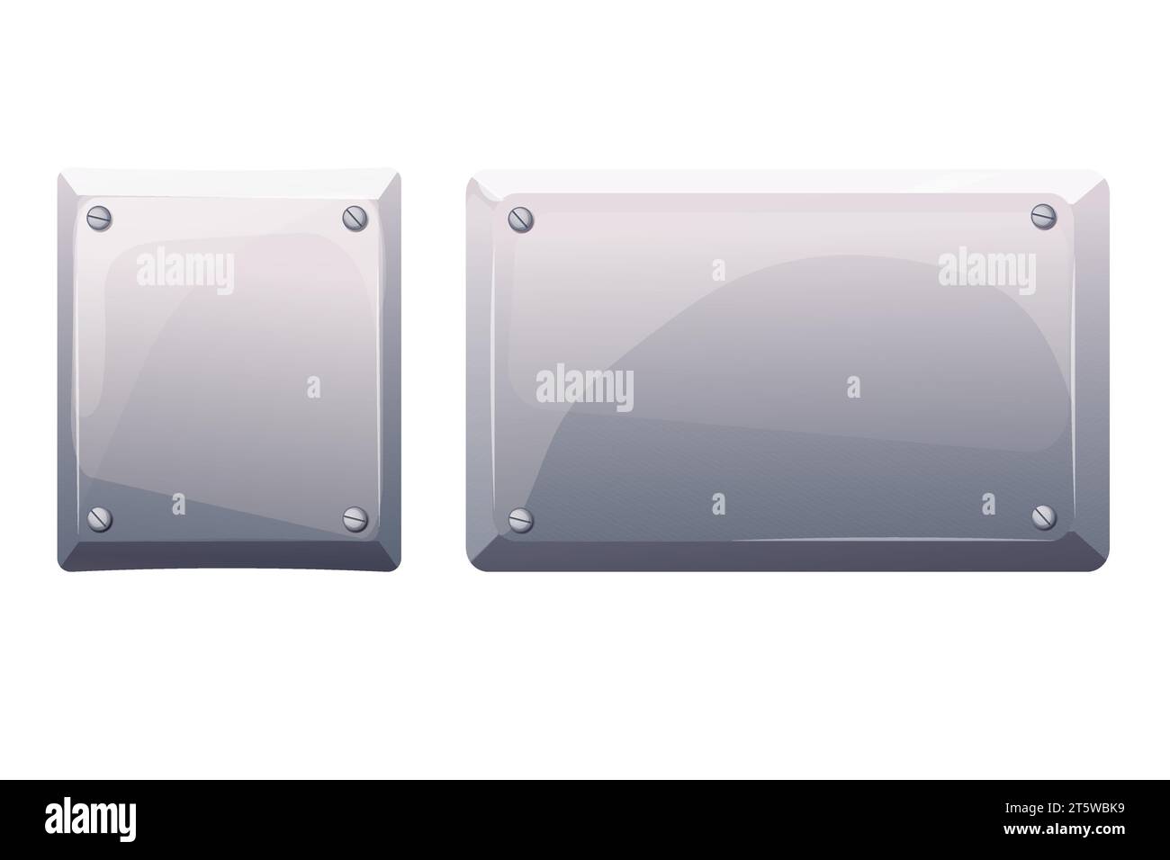 Set metal plate, steel frame, iron panel game menu in cartoon style ...