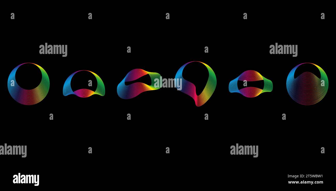 Sound smooth waves of shapes of different shapes, Set Equalizer rainbow ...