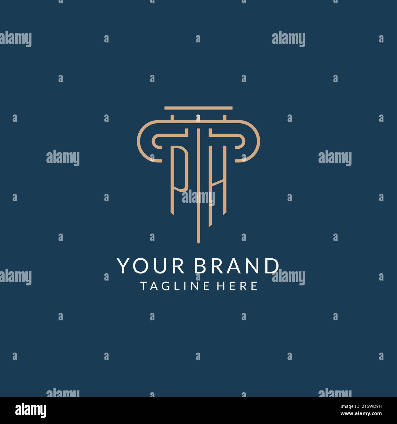 Initial letter PH pillar logo, law firm logo design inspiration vector ...