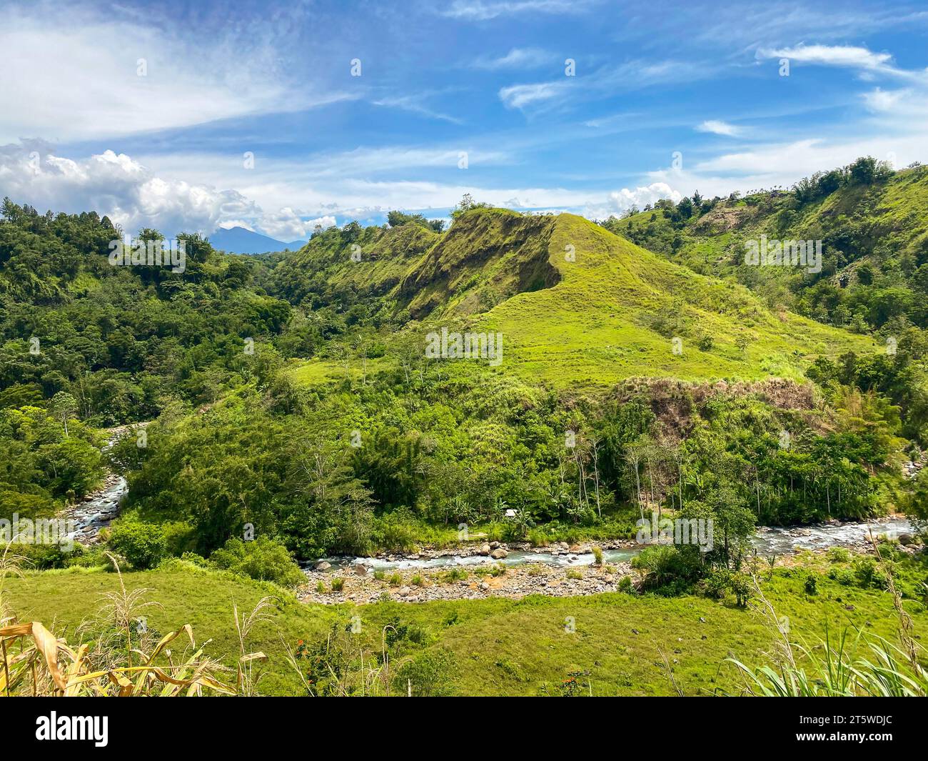 Valley and river in tropical mountain. Mindanao, Philippines Stock ...