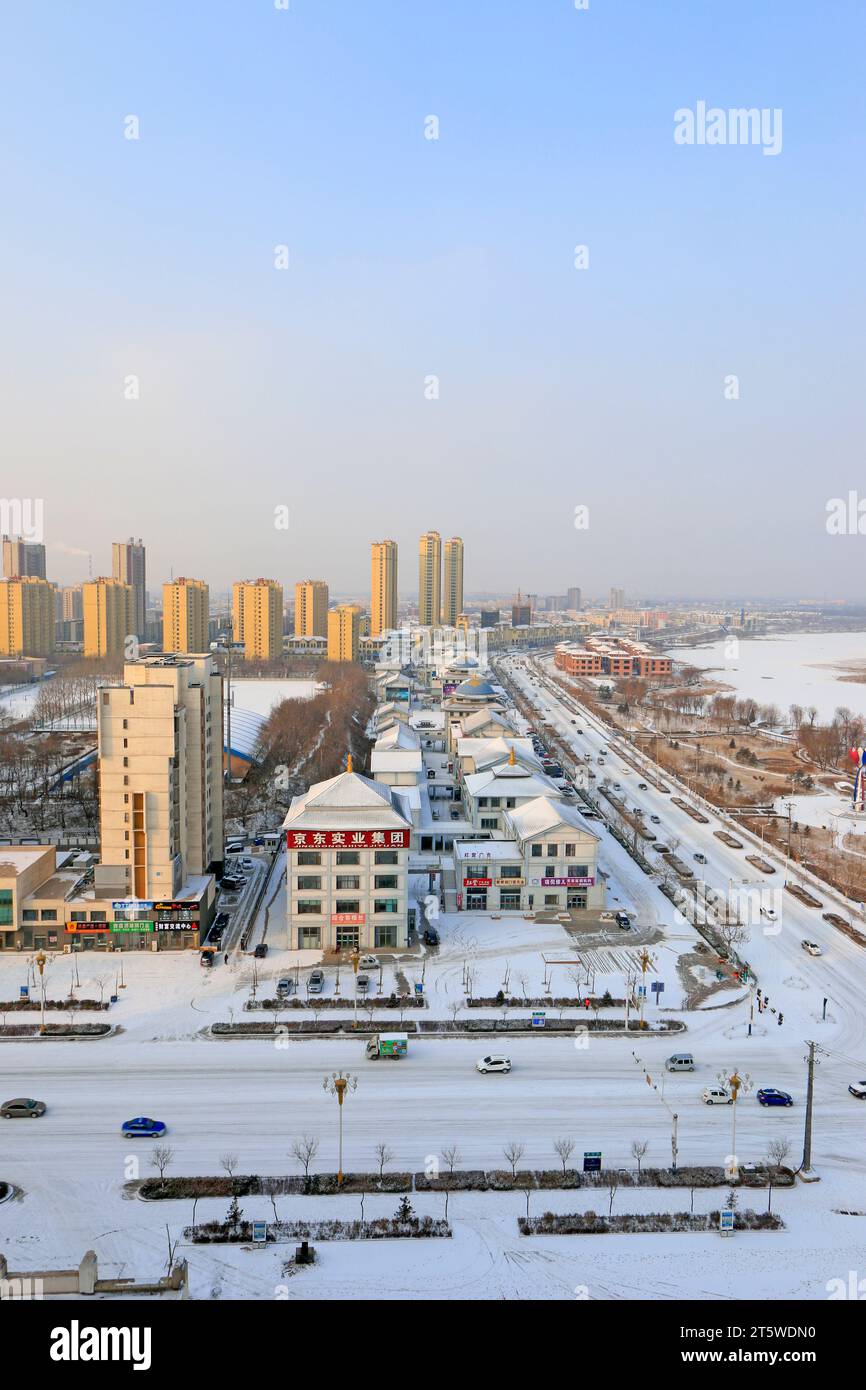 urban snow scene Stock Photo - Alamy