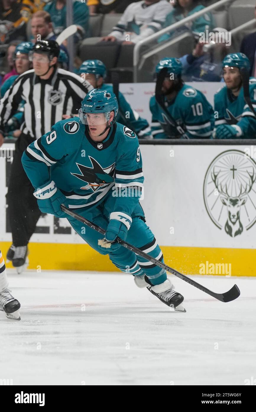 San Jose Sharks defenseman Jacob MacDonald (9) during an NHL hockey ...