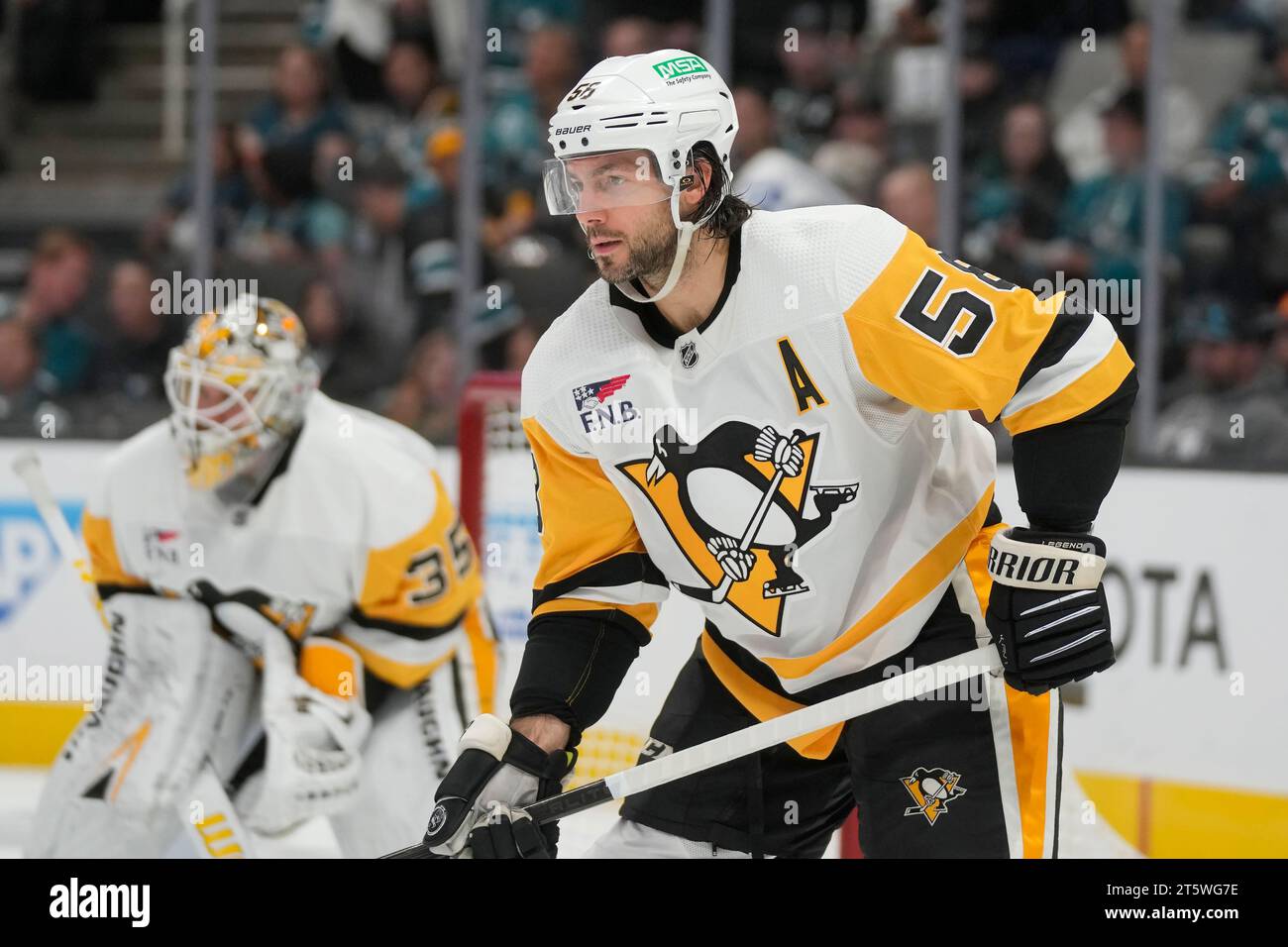 Pittsburgh Penguins defenseman Kris Letang (58) during an NHL hockey ...