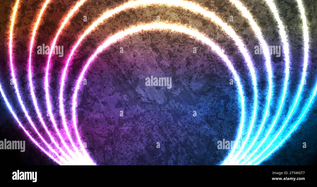 Colorful neon laser circles technology grunge abstract background ...