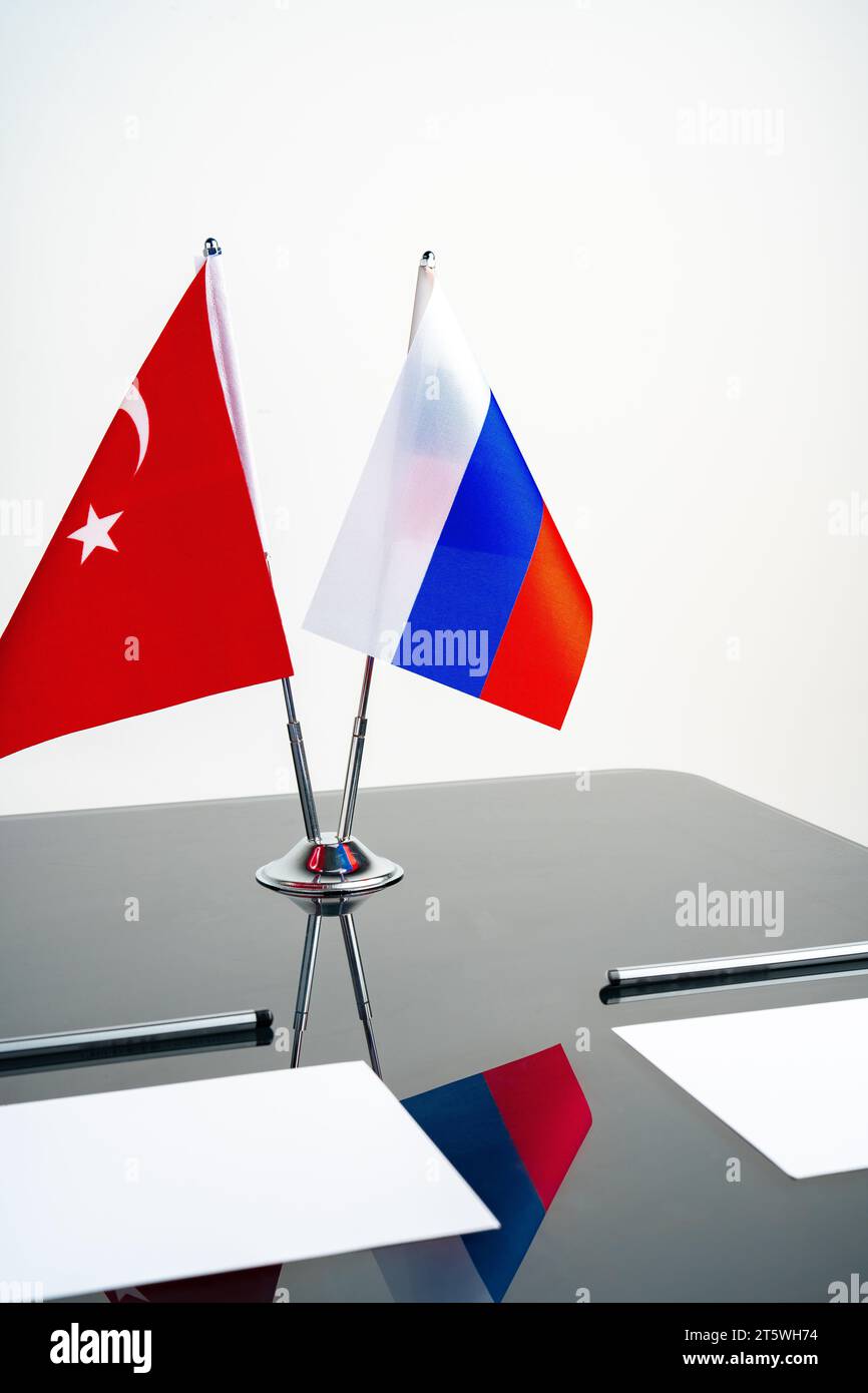 Russia and turkey flags on table hi-res stock photography and images ...