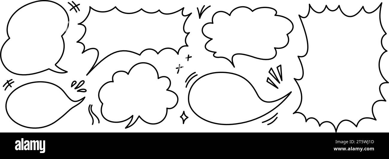 Manga speech bubbles elements. Hand drawn chat boxes. Doodle manga ... Manga speech bubbles elements. Hand drawn chat boxes. Doodle manga ...
