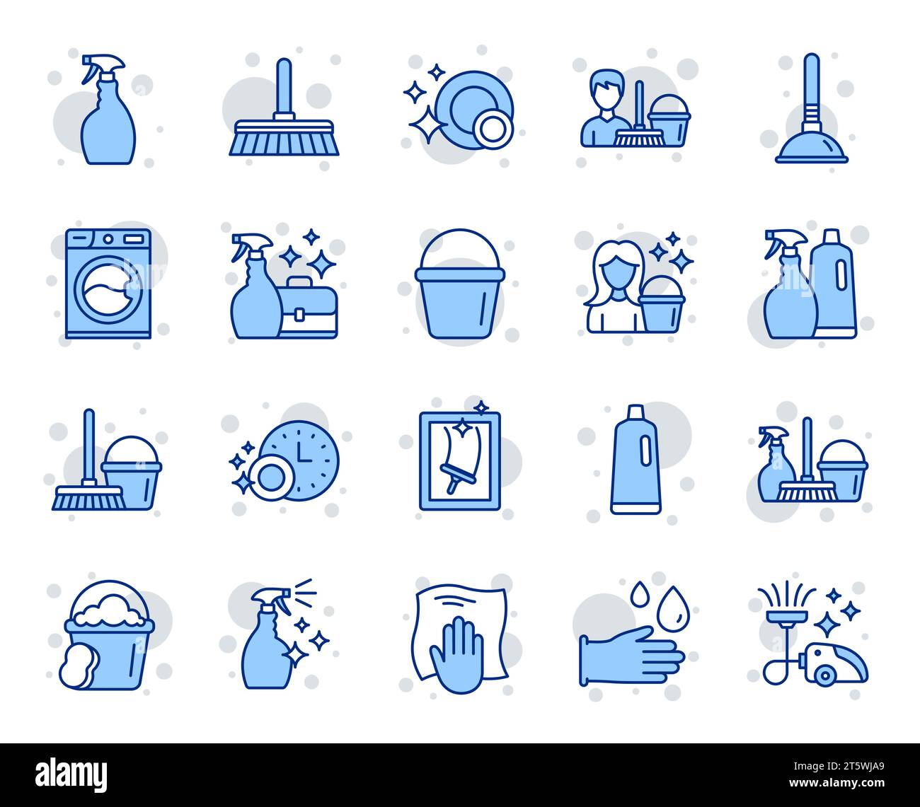 Cleaning line icons. Laundry, Sponge and Vacuum. Vector Stock Vector ...