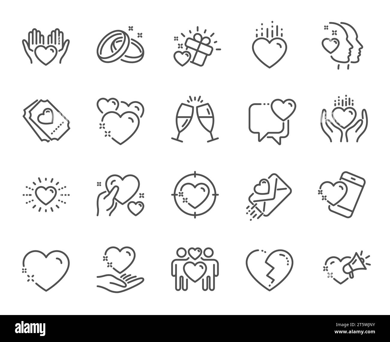 Love line icons. Gift box, Broken heart and Romantic letter. Vector ...