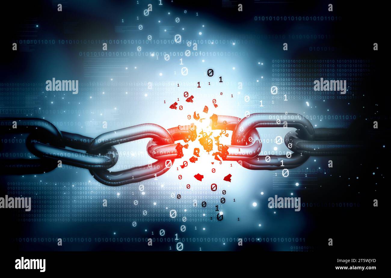 Broken data chain. Data hacked concept. 3d illustration Stock Photo - Alamy Broken data chain. Data hacked concept. 3d illustration Stock Photo - Alamy