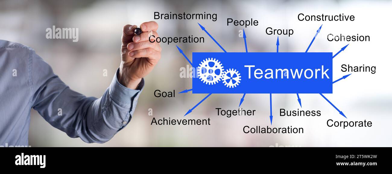 Man drawing a teamwork concept Stock Photo - Alamy