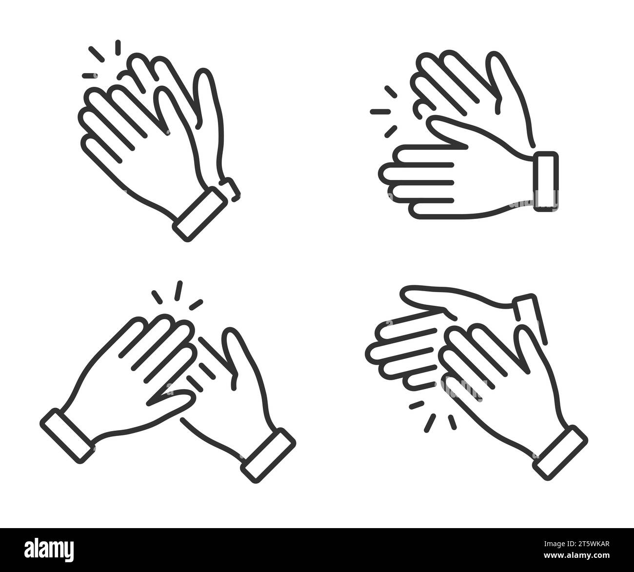 Clapping Hands Icon Applause Clap Symbol In Outline Style Vector