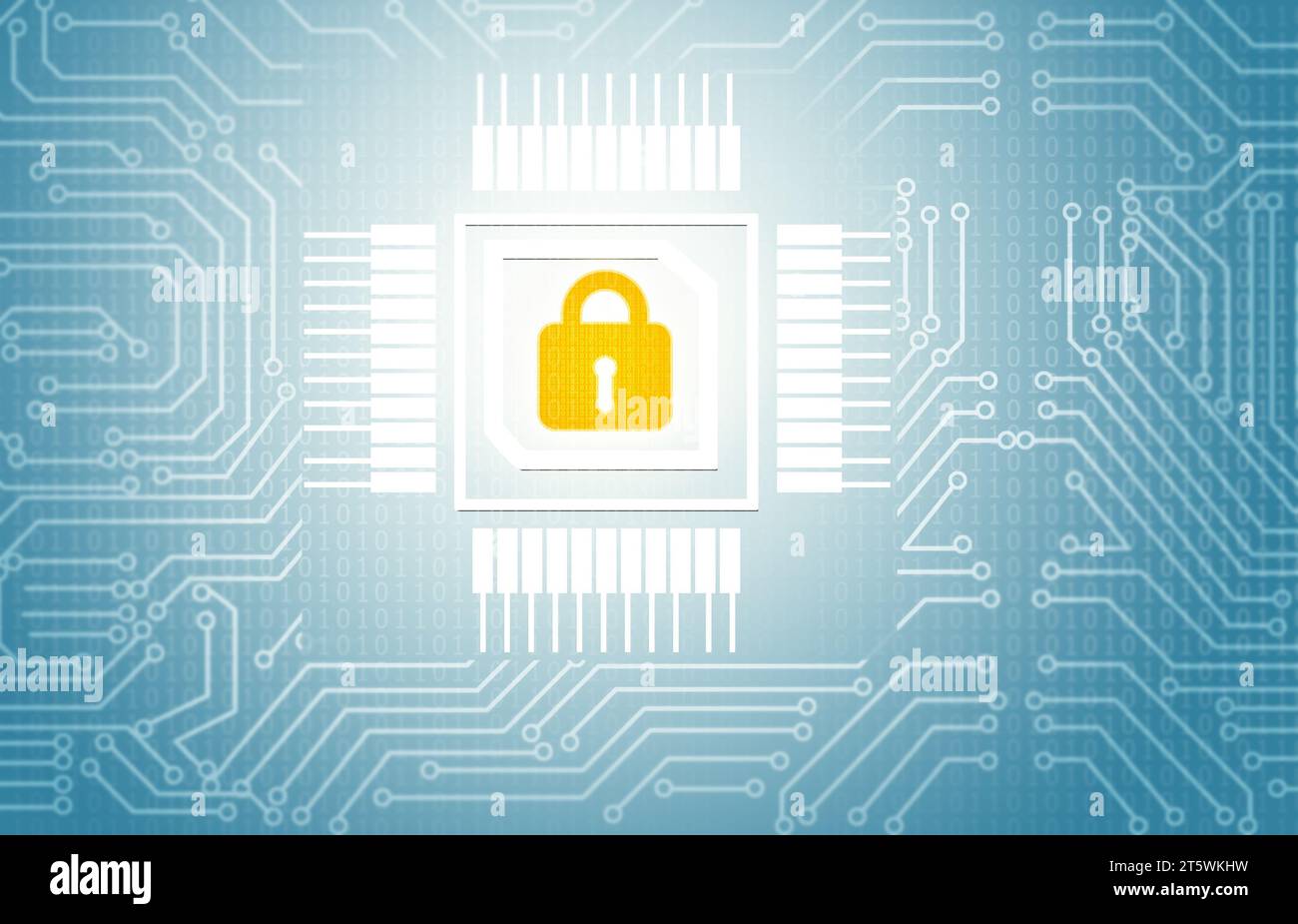 Pad lock on circuit background, cyber security concept background. 2d ...