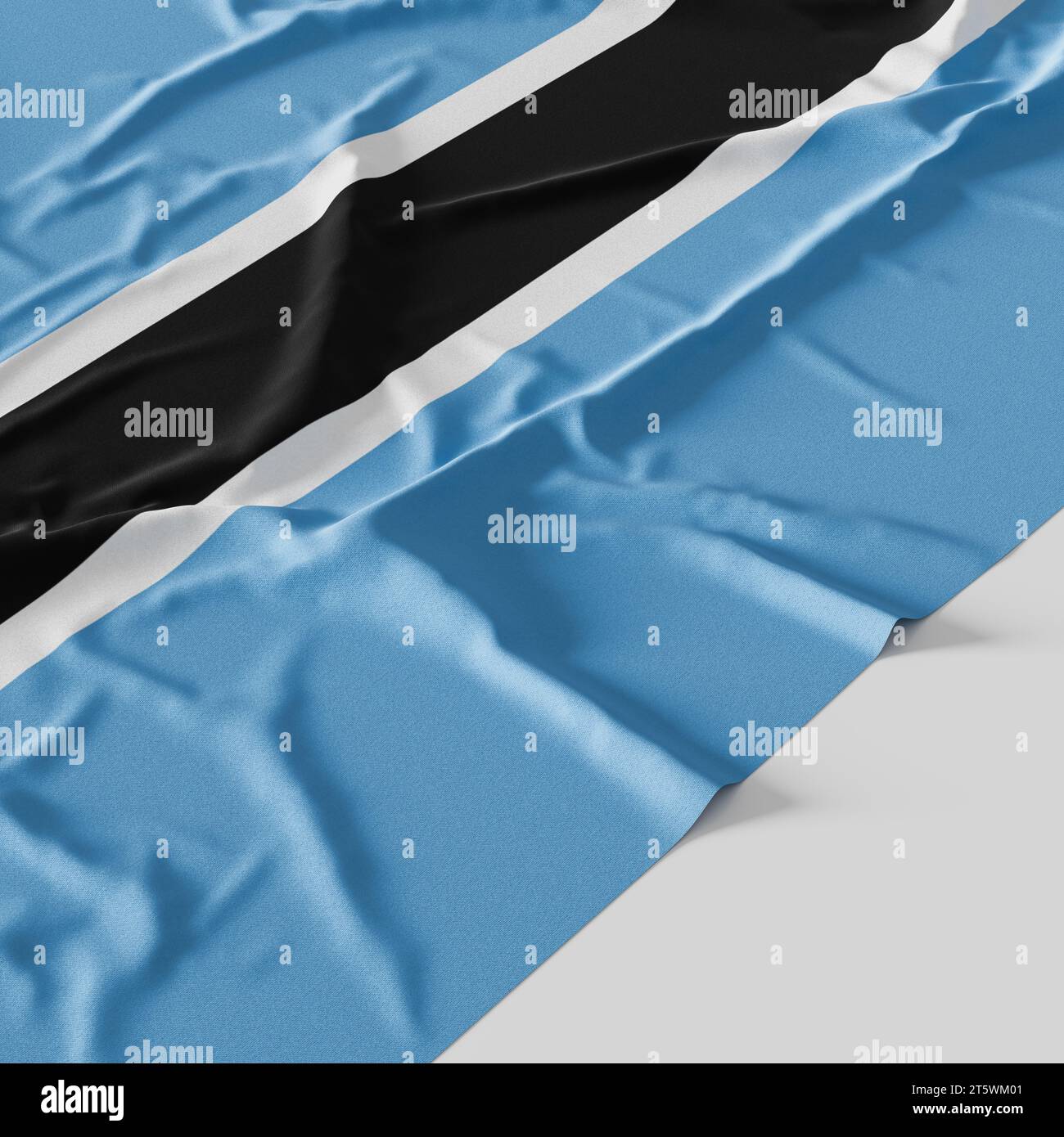 Flag of Botswana. Fabric textured Botswana flag isolated on white background. 3D illustration ...