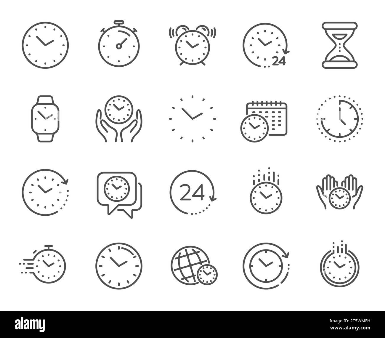 Time and clock line icons. Timer, Alarm and Smartwatch. Vector Stock Vector Image & Art - Alamy