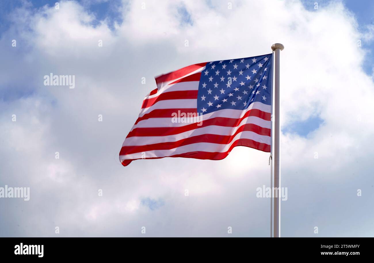 Huge American Flag Waving Clouds Big American Flag Unfolds Wind